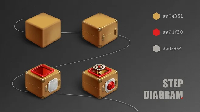 立体复古小盒子ICON图标设计UI-花瓣网