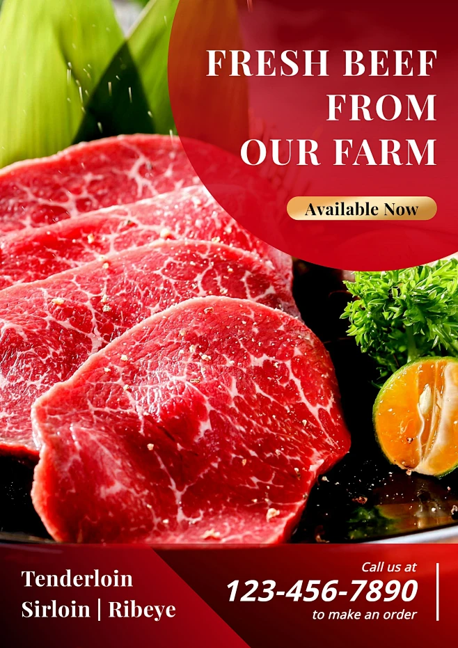 Butchery Fresh Meat Groceries Food Supplies Promo Advertising Poster素材-花瓣网