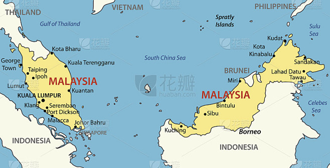马来西亚-矢量地图