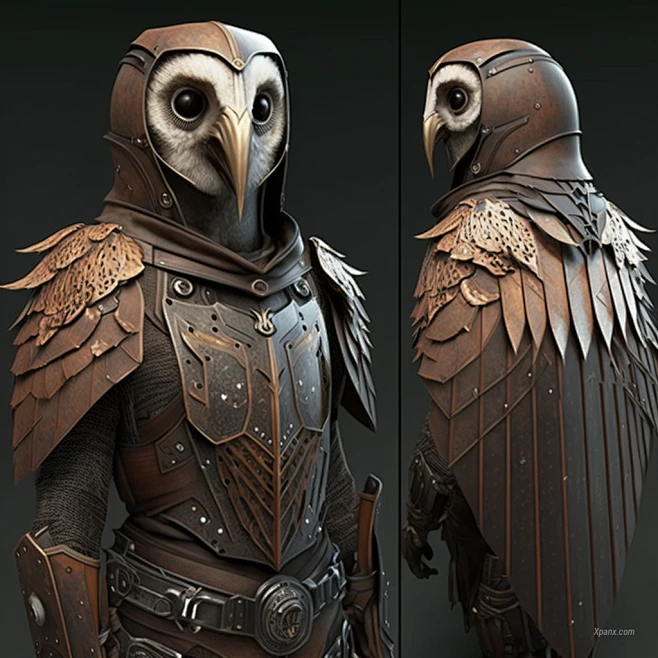 AI绘画_Prompts_Stolas_barn_Owl_style_military_Heavy_armor_Juggernaut ...