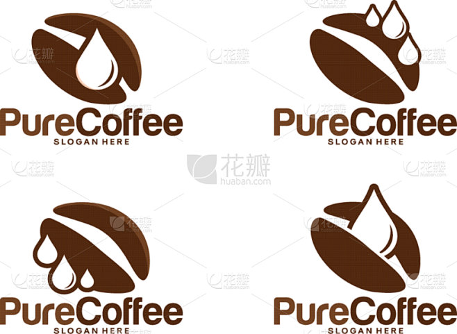set pure coffee logo designs concept water