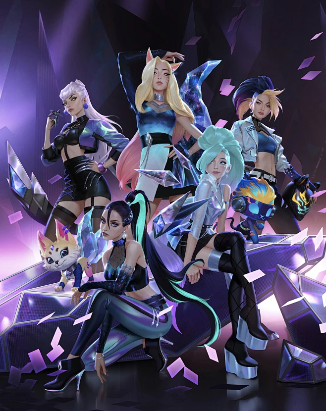 KDA ALL OUT Key Art for LoR-花瓣网