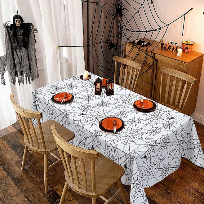Amazon.com: Spider Web Tablecloth for Halloween Party Decorations, 2 ...