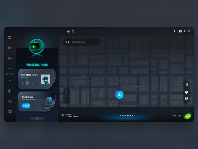 Xpeng P7 Hmi Voice Map navigation-夜间模式-小鹏汽车-HMI/HUD/车机UI/车载大屏-花瓣网