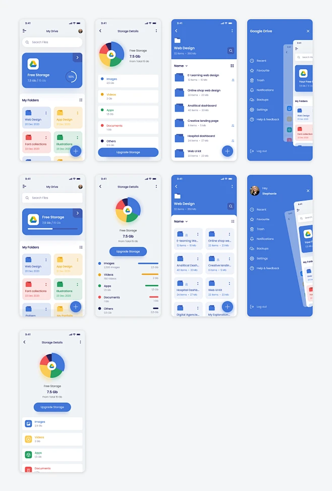 google网盘文件存储管理服务Gdrive app ui .fig素材下载 - 豆皮儿UI-花瓣网