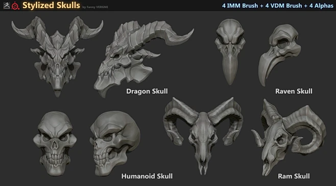 Stylized Fantasy Skulls-花瓣网