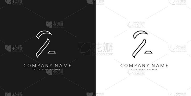 2 logo numbers modern black and white design