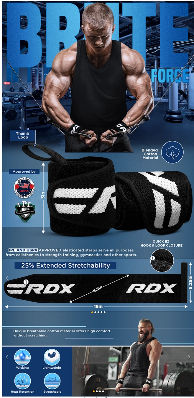 Amazon.com: RDX Weight Lifting Wrist Wraps Support, IPL USPA Approved ...