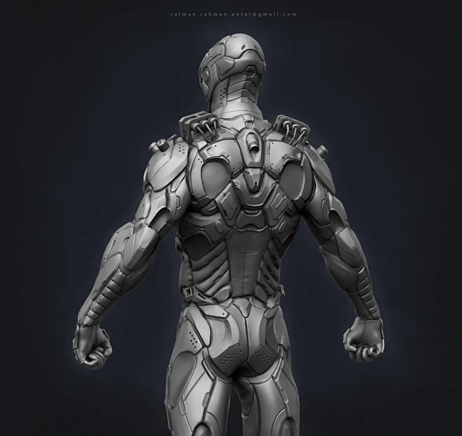 High poly Sci-fi Character Concept-花瓣网