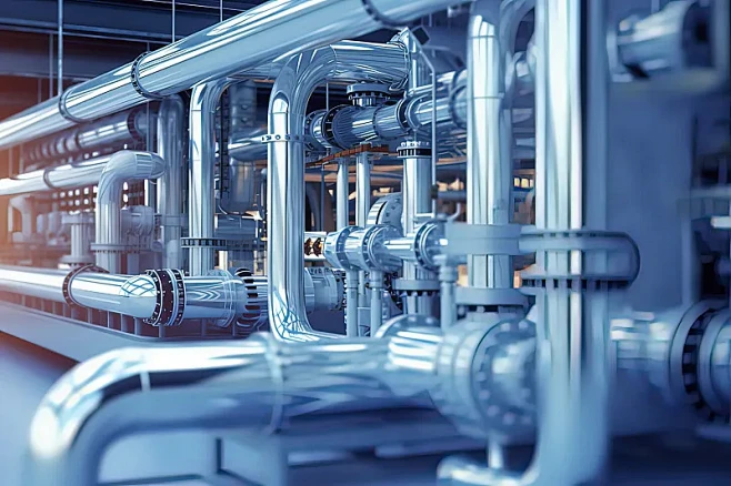 【AI数字艺术】化工厂金属管道图片下载