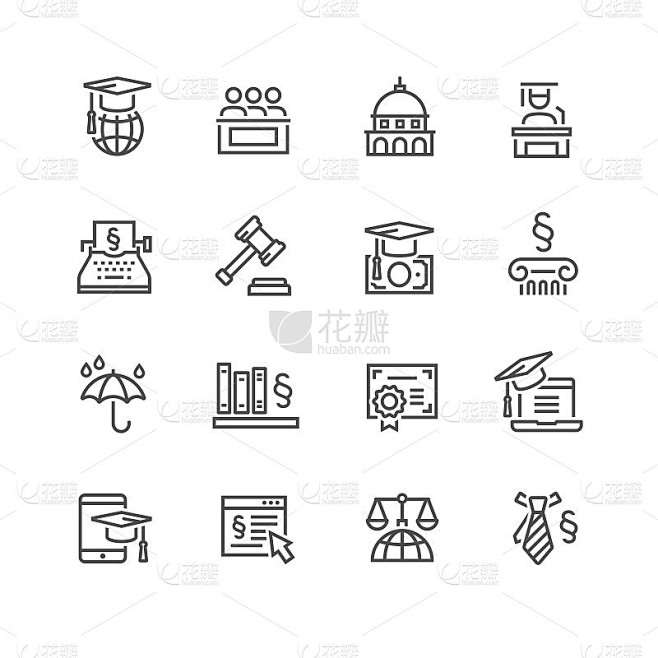 律师和业务矢量图标集