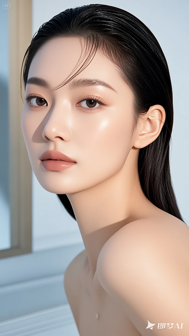 jimeng-2025-06-20-614-高级医美模特，32k，超写实，超高清，超精致，大师作品，正面或者侧面，画面细节丰富，皮肤透着高光 ...