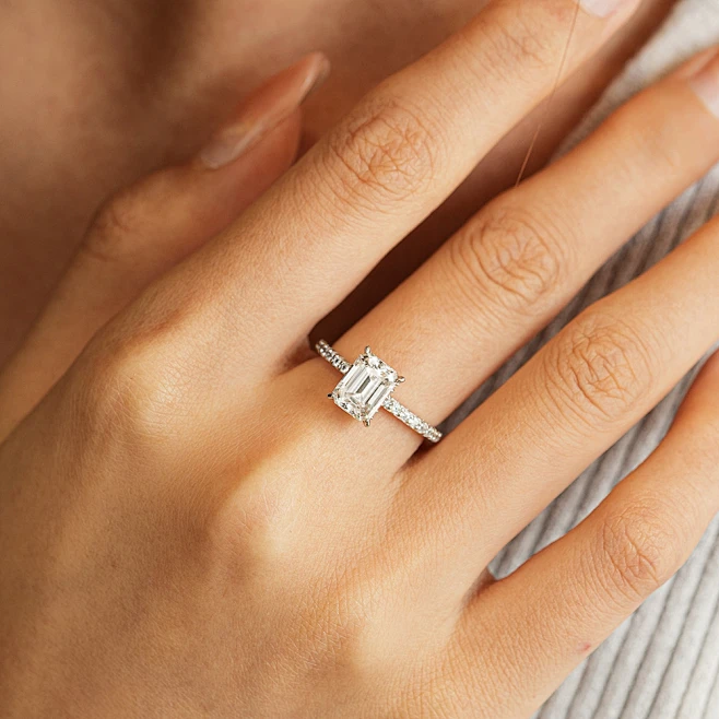 S925纯银长方形矩形戒指1克拉女戒欧美直播跨境莫桑石戒指厂家-花瓣网