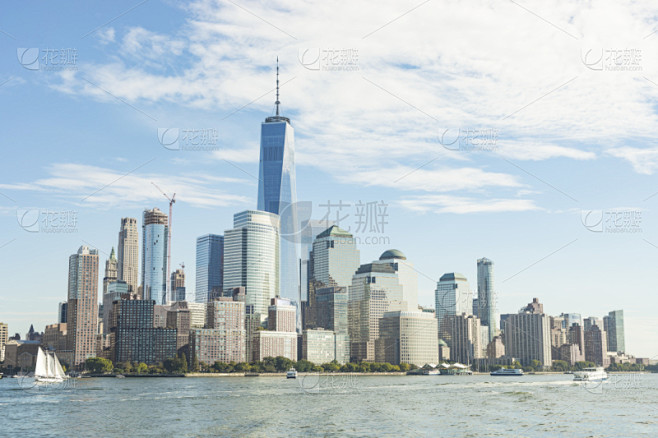 城市天际线,下曼哈顿区,纽约,水,新的,美国中大西洋地区,美国,水平画幅,建筑,无人