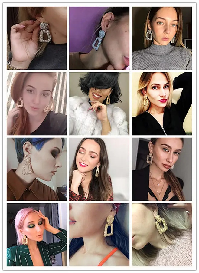 Amazon.com: ATIMIGO Statement Drop Earrings Large Metal Geometric Dangle Earrings Gold for Women ...