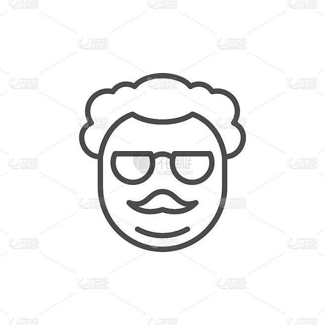 Old man line outline icon素材-花瓣网