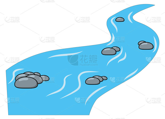 河流,分离着色,白色背景,小溪,卡通,池塘,品牌名称,湖,流动,绘制