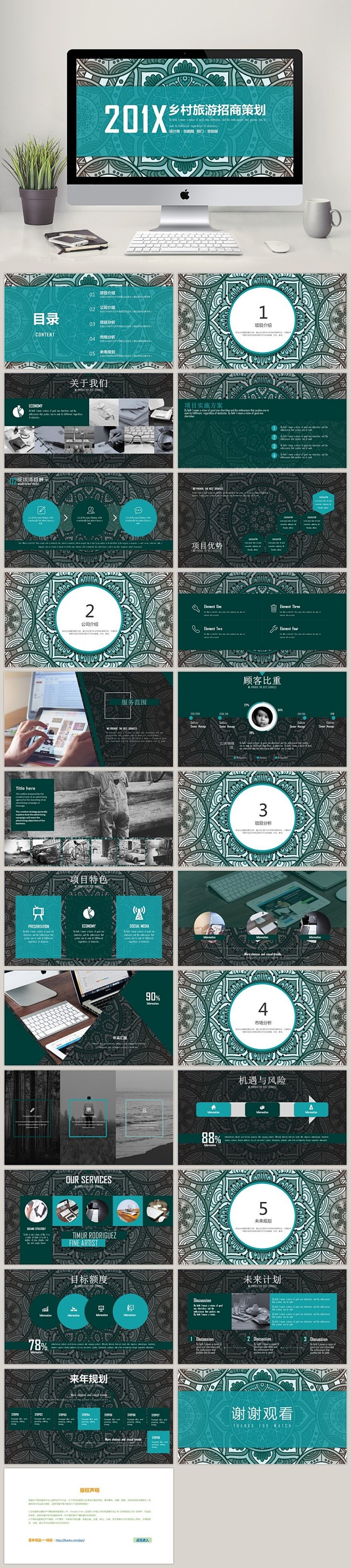 201X乡村旅游招商策划PPT模板