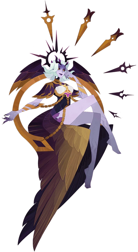 This may contain: an anime character flying through the air with her ...