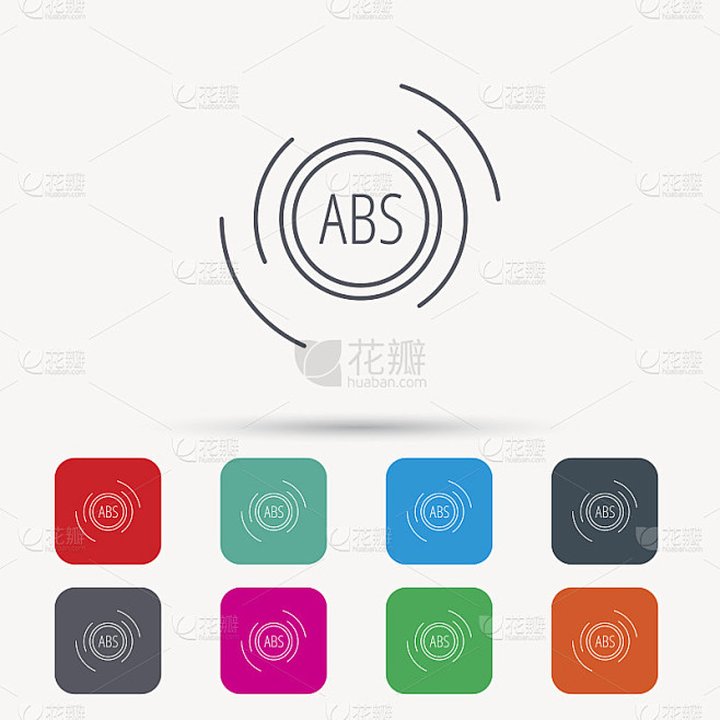 ABS图标。刹车防抱死系统标志。