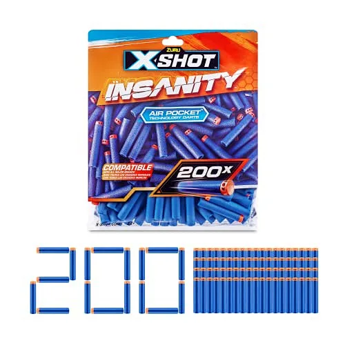 X-Shot Insanity 200 Dart Refill Pack by ZURU, Compatible with X-Shot ...