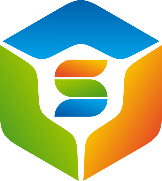 SLOGO设计欣赏蓝绿橙标志印刷标识 S 英文字母S 包装 印刷厂 行业 立方体 代表 正直 象征 六边形 LOGO设计 公司 企业 徽章 ...