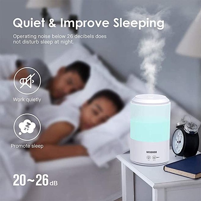 Amazon.com: misokoo Humidifiers for Bedroom Quiet,Cool Mist Humidifier ...