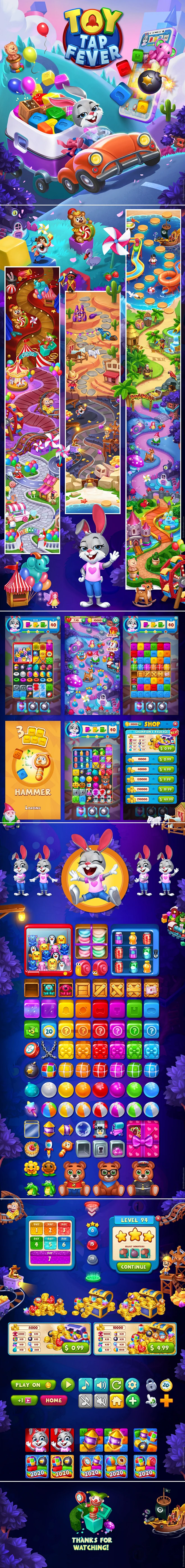 Toy Tap Fever – Match-3 游戏图标艺术 (Toon Blast) 使用 2D 和 3D 工具制作三消游戏的完整艺术作品 ...