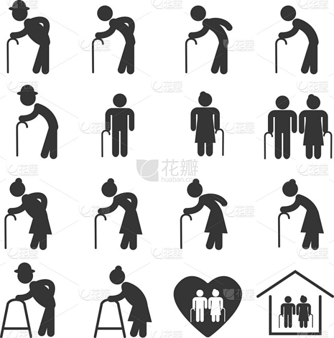 符号,矢量,绘画插图,老年人,计算机图标,老年痴呆症,老年男人,多代家庭,人,衰老过程