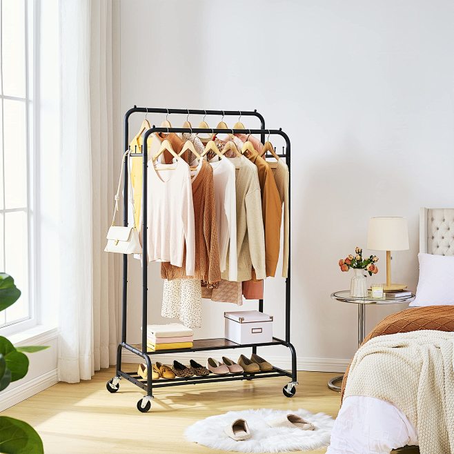 Amazon.com: Tajsoon Clothes Rack with Shelves,Industrial Pipe Garment ...