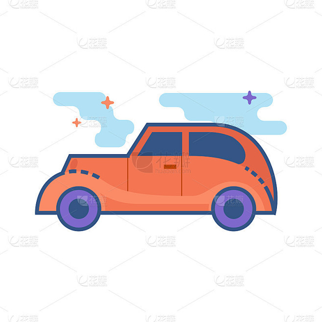 Flat Color Icon -古董车