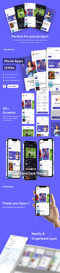 移动端 模板(可下载)-花瓣网|陪你做生活的设计师 | 面app ui设计模板Movie Streaming Apps UI KIT