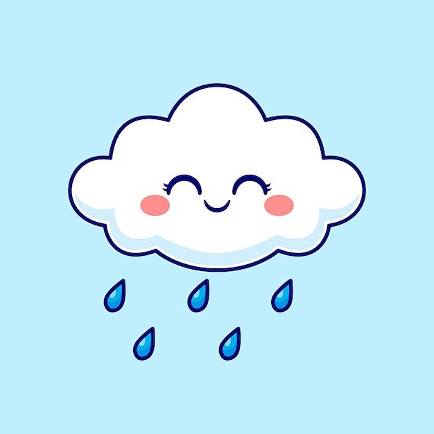 卡通云下雨插画矢量图设计素材