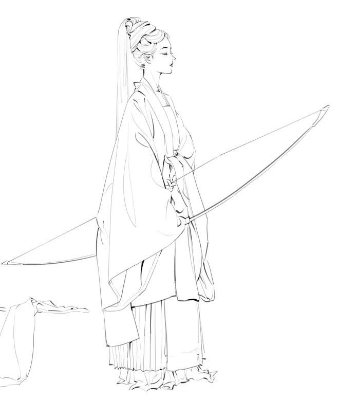 古风人物速写，参考：朱山尽-花瓣网