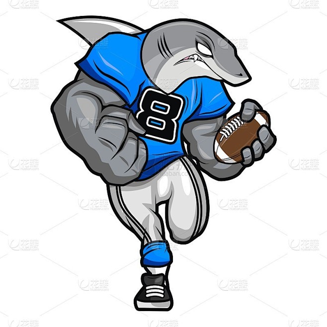 White Shark - American Football Mascot Character D