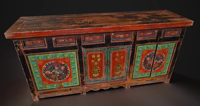 Antique Tibetan Sideboard, Sunny sharma : Antique Tibetan Sideboard-花瓣网
