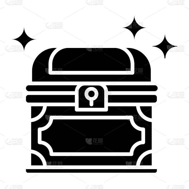 宝箱图标，矢量插图，金融字形素材-花瓣网