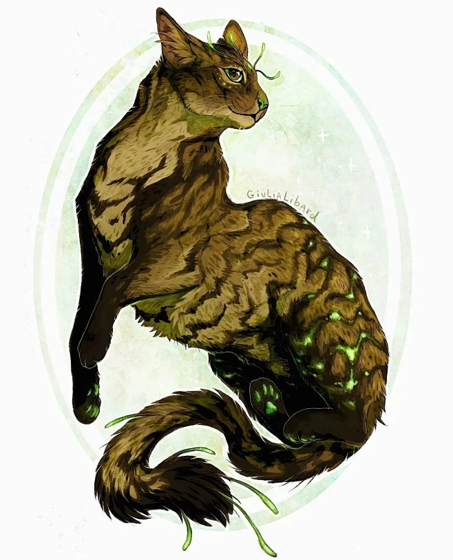 Giulialibard 作品的主题大多是猫狗狮虎等等动物，灵动飘逸的体态，还有对毛发的独特画法，给人软绵蓬松的感觉。-花瓣网