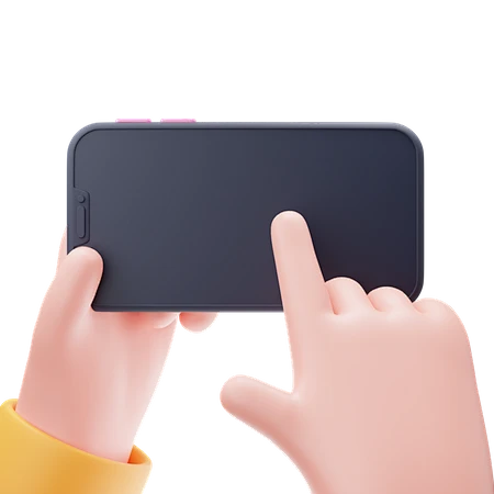 Tapping on mobile screen 3D Illustration-花瓣网