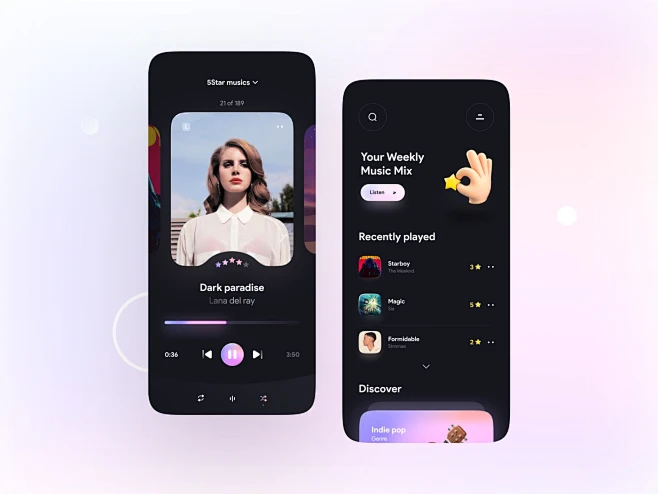 Playo Music player app apple music artist clean dark dark app dark ui ...