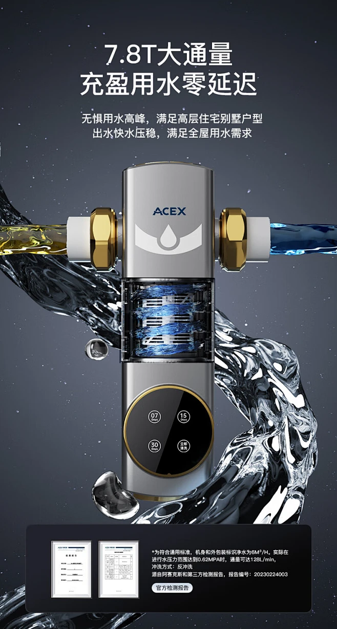 ACEX阿赛克斯盾网前置过滤器自动清洗反冲洗大流量净水器 自来水管道过滤器净水器家用 免换滤芯 全自动智能款【自行安装】【图片 价格 品牌 ...