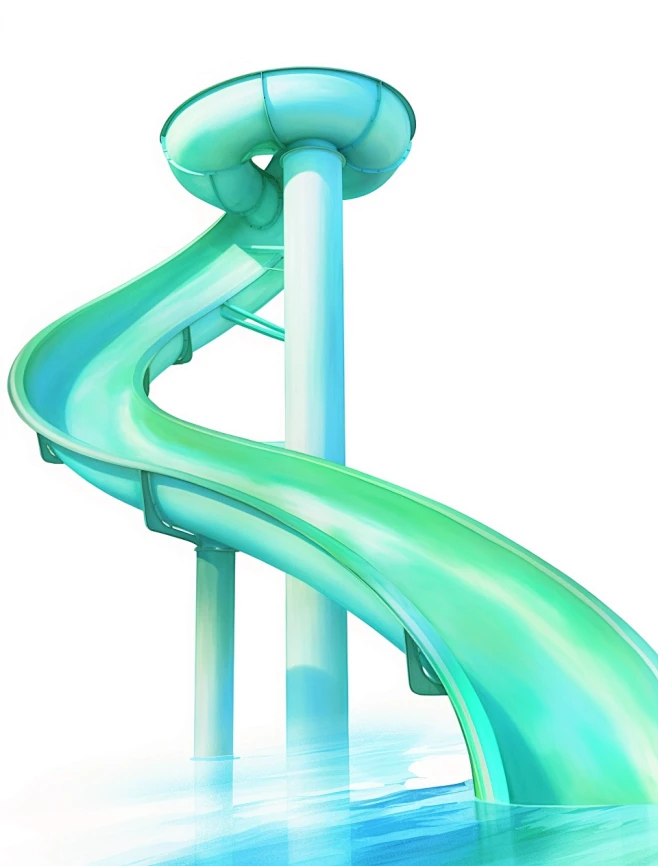 Modeling, isolated blue-green water slide on a white background, Kawaii ...