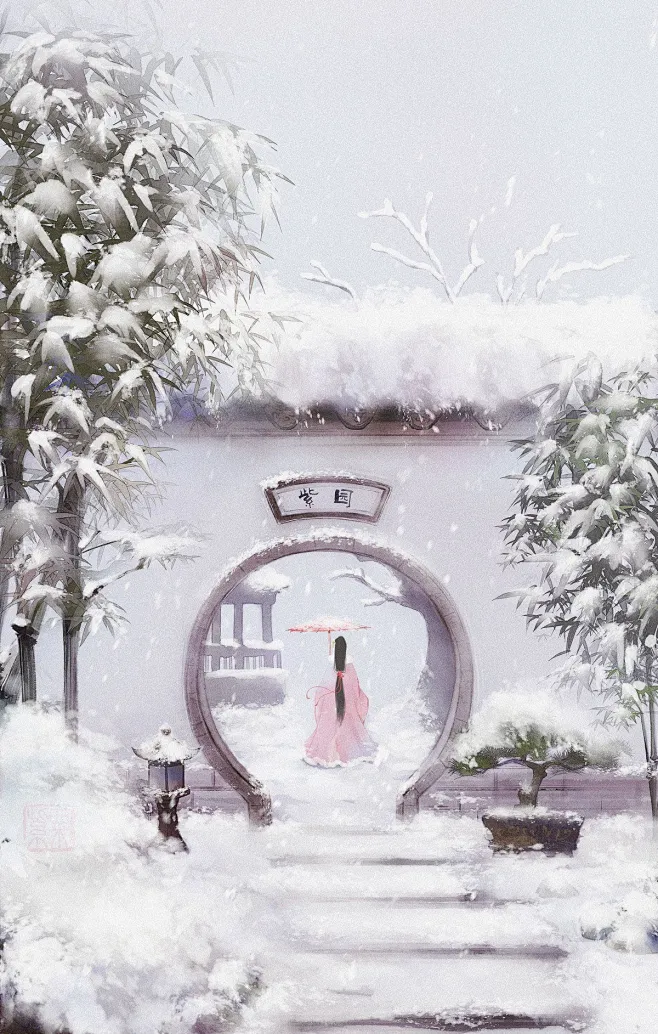 古风场景_山涧鹿竹__插画师作品_涂鸦王国gracg.com-花瓣网