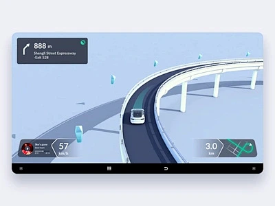Lane-Level Navigation_HolographicGuidance holographic guidance navigation ui map hmi highway ...