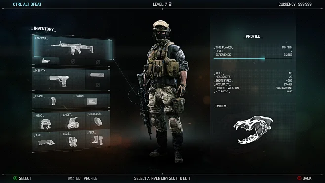 Weapon Selection/Customisation, Gavin Bird : A UI mock-up of a modern ...
