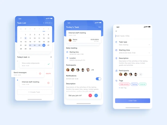 Task management tool calendar to do task design ui app-花瓣网