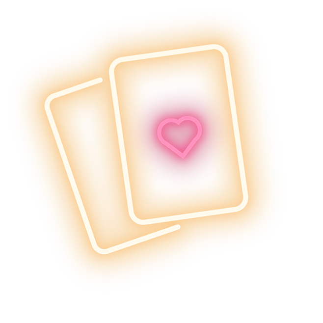 爱心扑克牌霓虹灯黄色