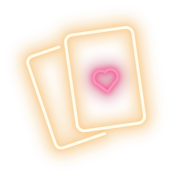 爱心扑克牌霓虹灯黄色-花瓣网