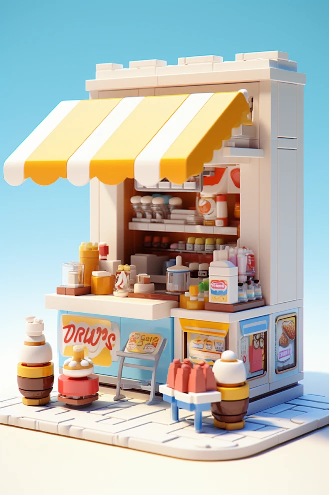 AI数字艺术街边甜品小摊模型-众图网-花瓣网