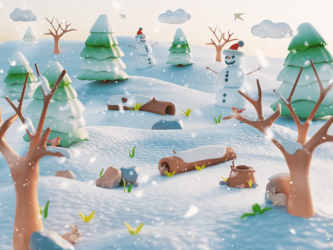 3d winter illustration